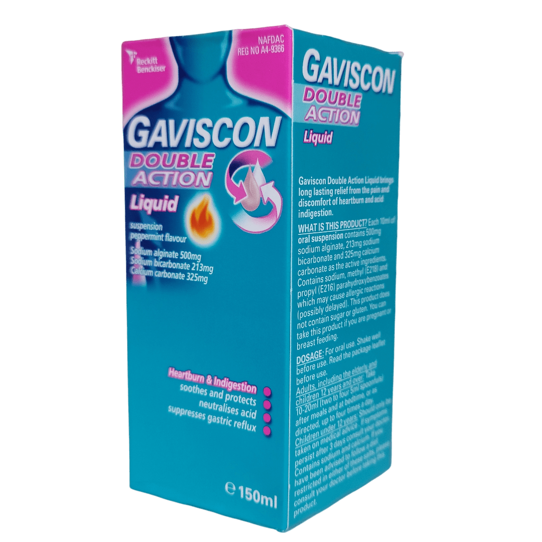 GAVISCON DOUBLE ACTION SUSPENSION 150ml. - Vastovers Retail Store For ...