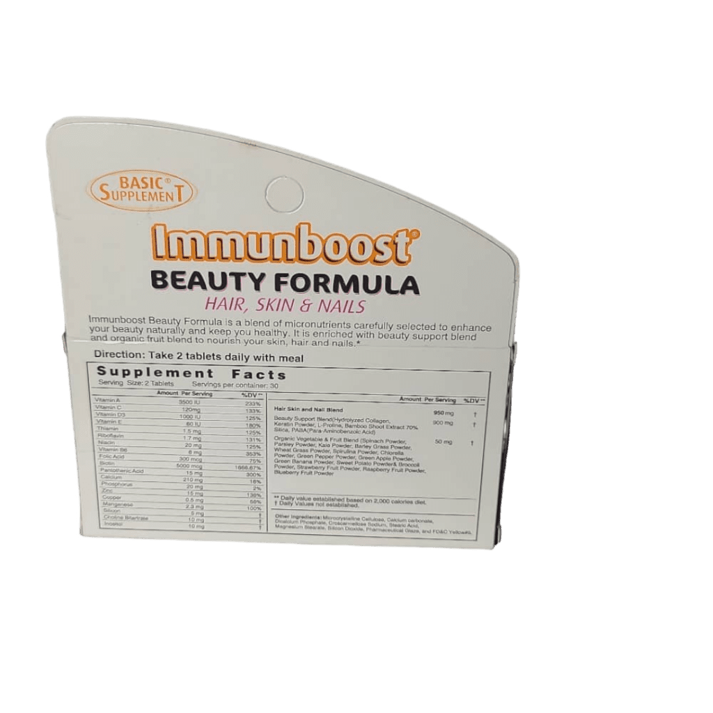 IMMUNBOOST BEAUTY FORMULA x 60 Tablets. - Vastovers Retail Store For ...