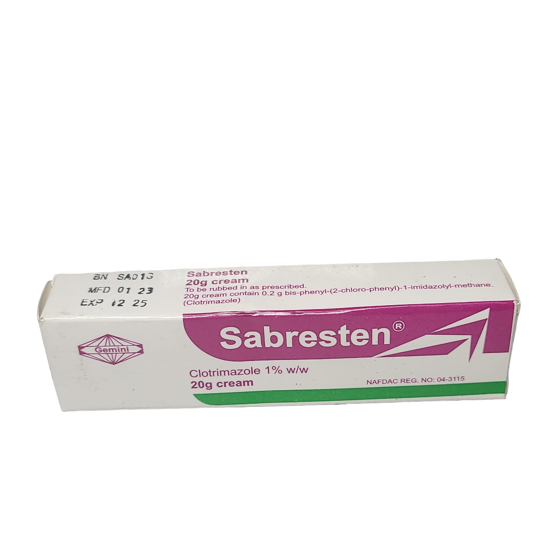 SABRESTEN CREAM (CLOTRIMAZOLE 1%) 20g - Vastovers Retail Store For ...