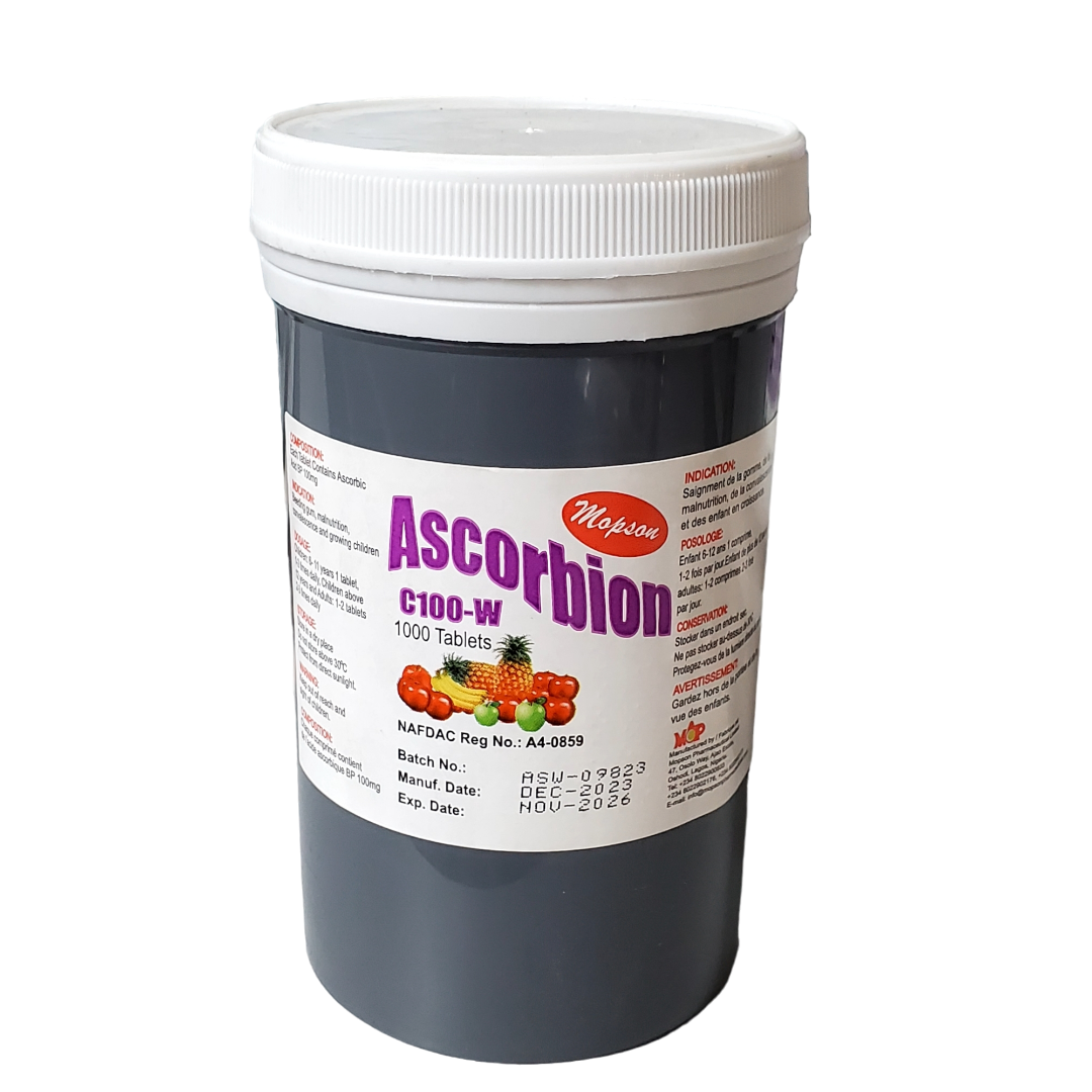 MOPSON ASCORBION C100-W x 1000 TABLETS - Vastovers Retail Store For ...