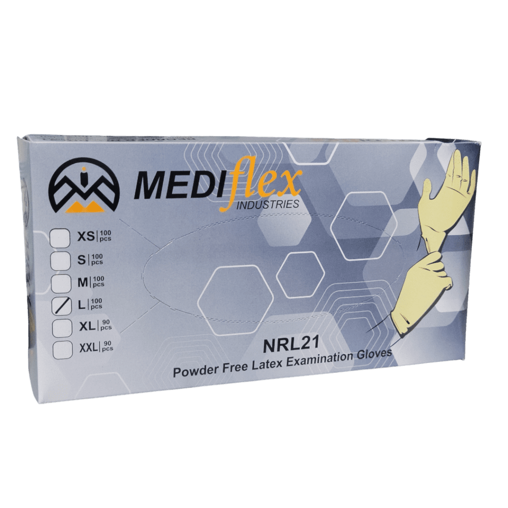 MEDIFLEX NRL21 POWDER-FREE LATEX EXAMINATION GLOVES (LARGE) - Vastovers ...
