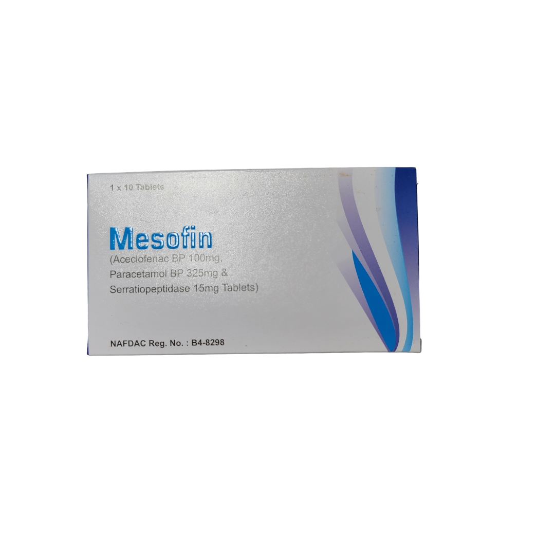 MESOFIN (Aceclofenac 100mg, Paracetamol 325mg, Serratiopeptidase 15mg ...