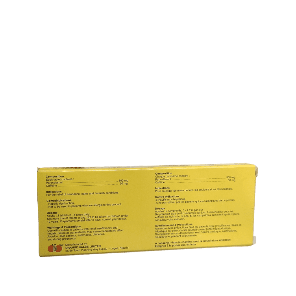 MEDIK-55 (Paracetamol/caffeine 500mg/30mg) x 20TABLETS - Vastovers ...