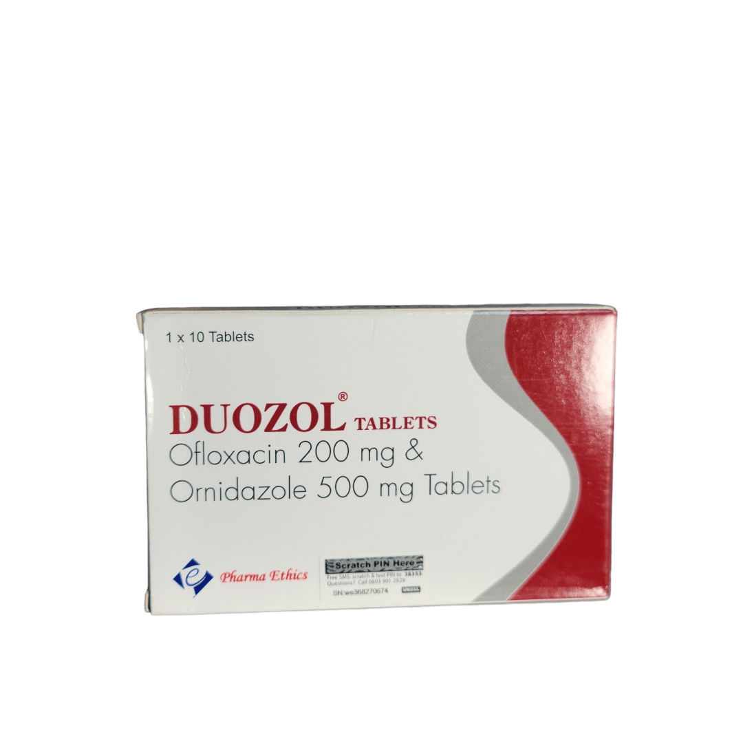 DUOZOL (Ofloxacin 200mg & Orinidazole 500mg) x 10 TABLETS. - Vastovers ...