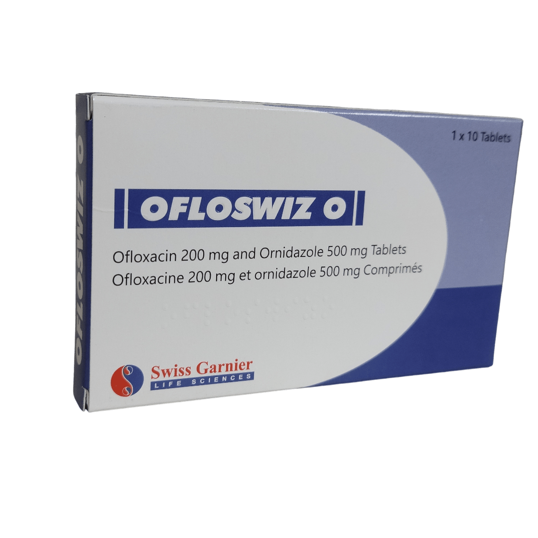 OFLOSWIZ O (Ofloxacin 200mg + Ornidazole 500mg) - 1×10 TABLETS ...