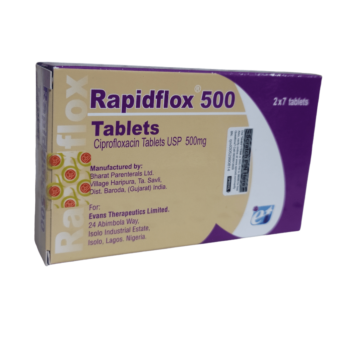 RAPIDFLOX (ciprofloxacin 500mg) - 2 × 7 TABLETS. - Vastovers Retail ...