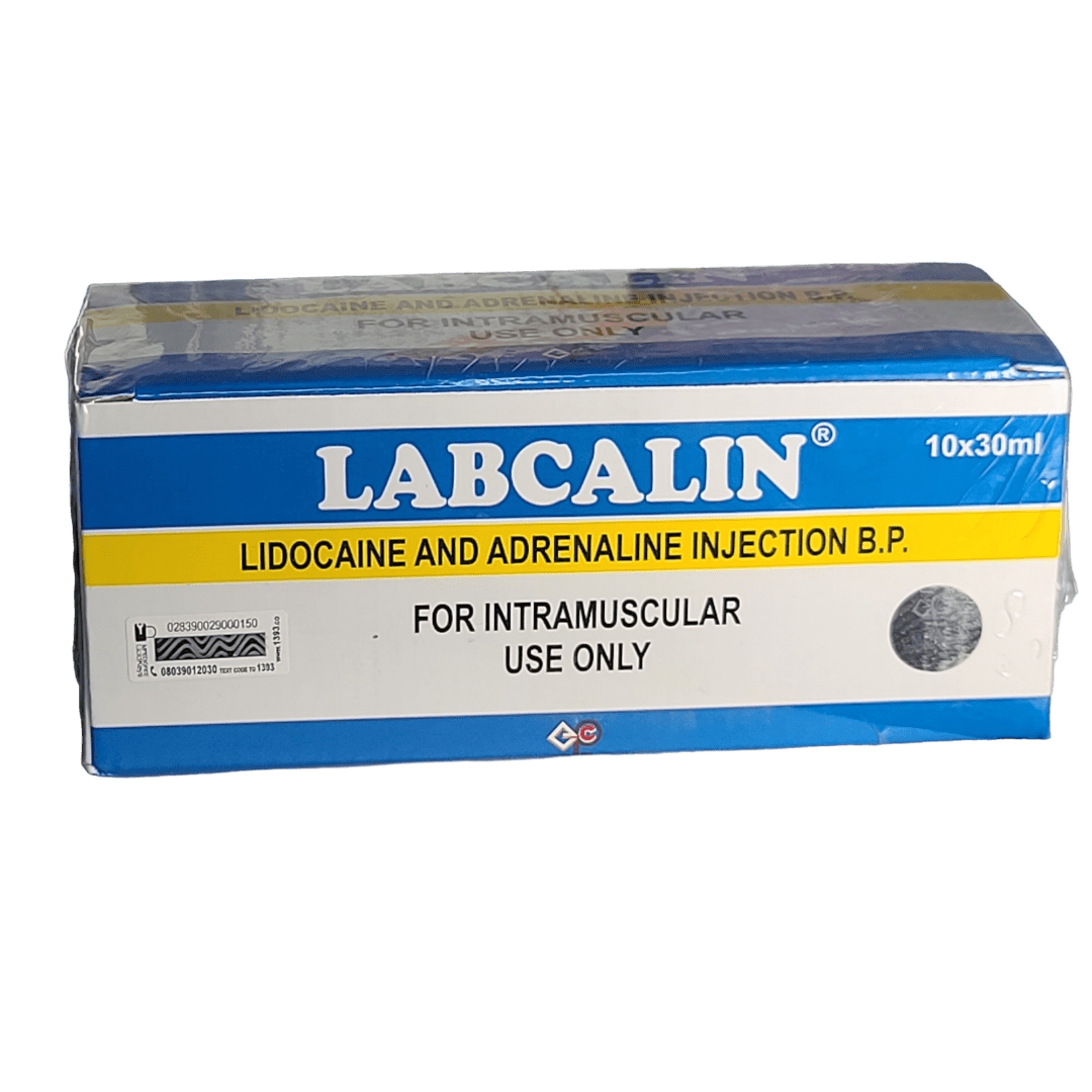 LABCALIN (Lidocaine 2% w/v) INTRAMUSCULAR INJECTION 30ml x10 AMPS ...