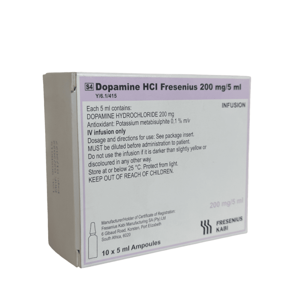 DOPAMINE HCL FRESENIUS INFUSION 200mg/5ml x 10 AMPS. - Vastovers Retail ...