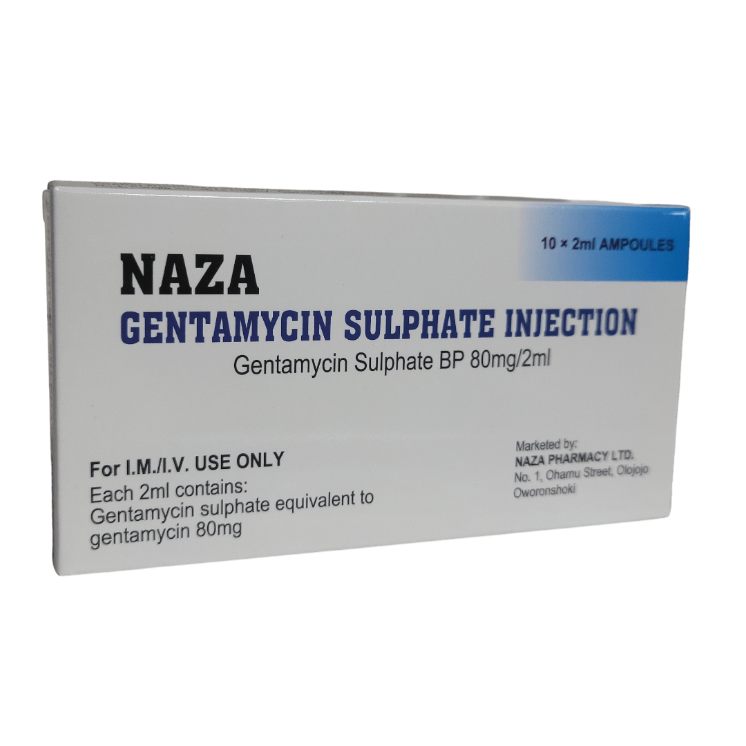 NAZA GENTAMYCIN SULPHATE (Gentamycin Sulphate 80mg/2ml) 2ml × 10 ...