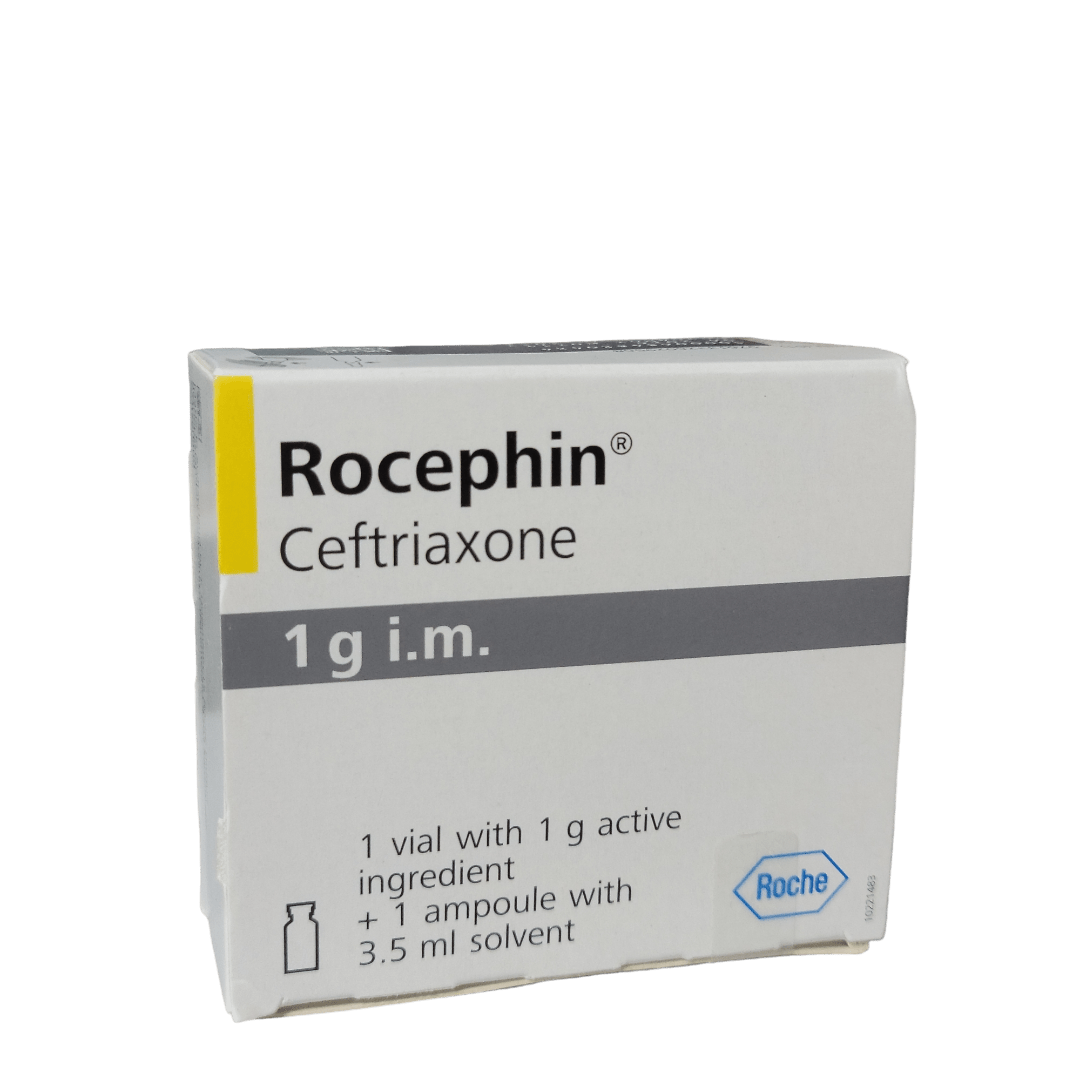 ROCEPHIN (Ceftriaxone 1g) 1 VIAL INTRAMUSCULAR INJECTION + 1 AMPOULE OF ...