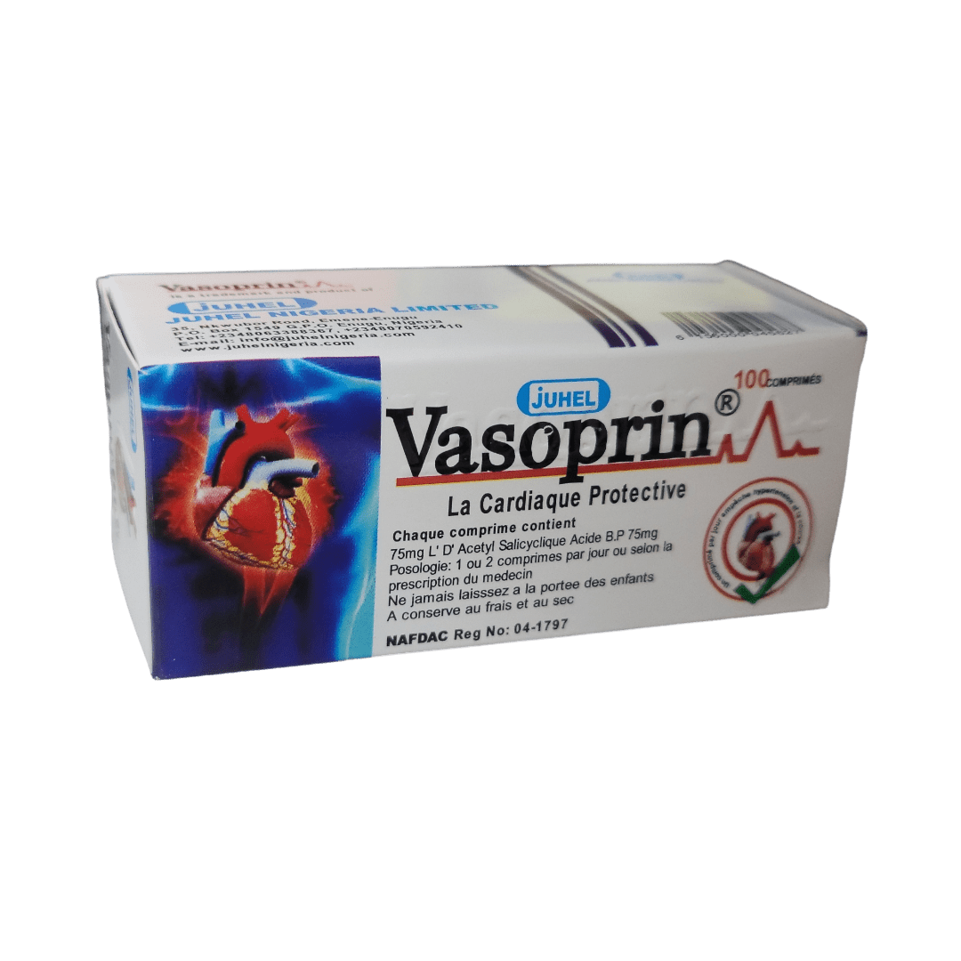 VASOPRIN (Acetyl Salicylic Acid 75mg) x 100 TABLETS. - Vastovers Retail ...