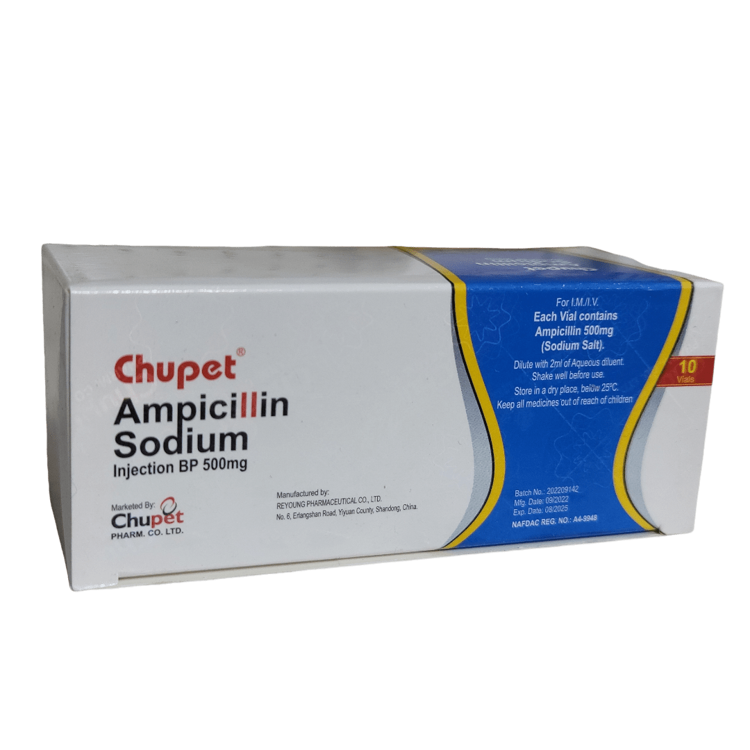 CHUPET AMPICILLIN (Ampicillin 500mg) x 10 VIALS IM/IV INJECTION ...