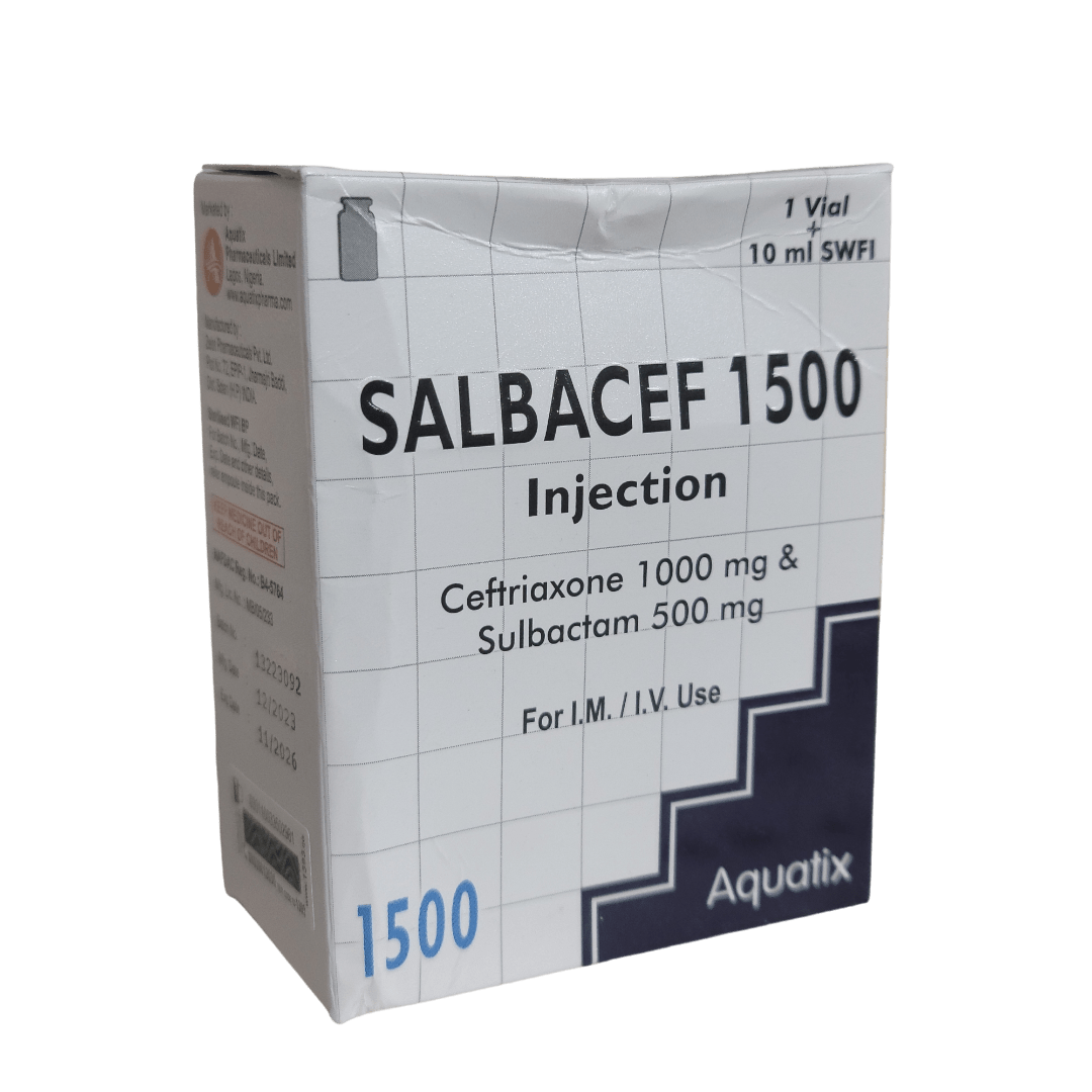SALBACEF 1500 (ceftriaxone 1000mg + sulbactam 500mg) IV/IM INJECTION x ...