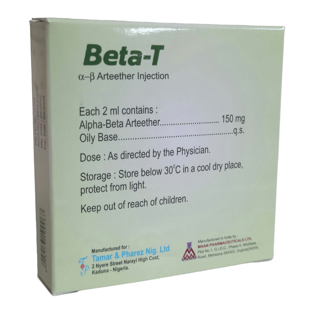 BETA-T (α-β Arteether 150mg/2ml) INTRAMUSCULAR INJECTIONS 2ml x 3 ...