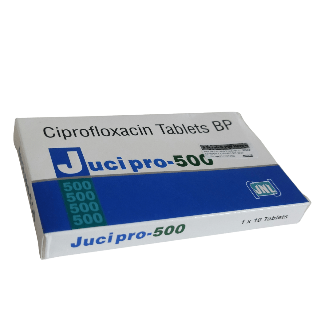 JUCIPRO-500 (Ciprofloxacin 500mg) - 1 × 10 TABLETS. - Vastovers Retail ...