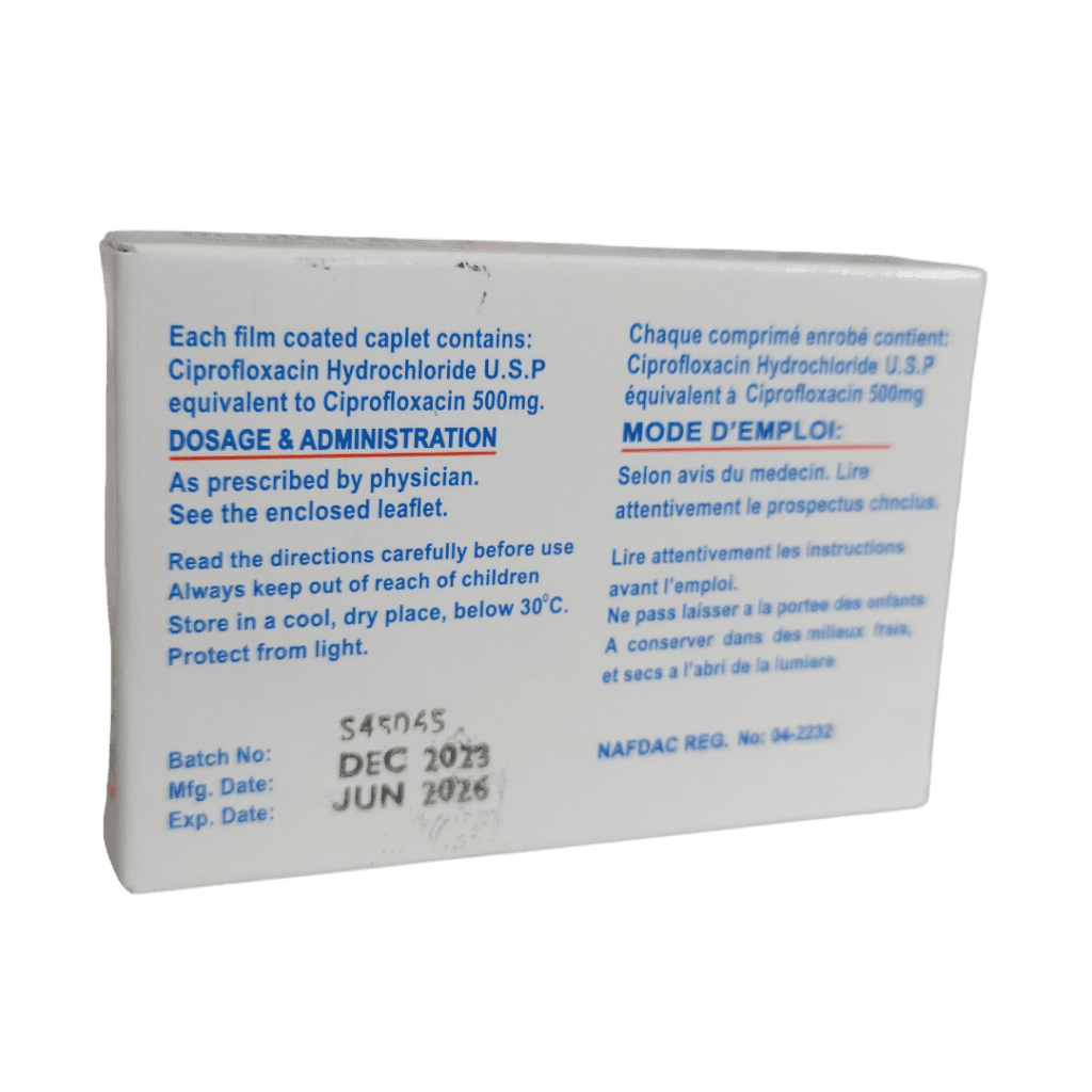 ULTRAFLOX (ciprofloxacin 500mg) - 10 CAPLETS. - Vastovers Retail Store ...
