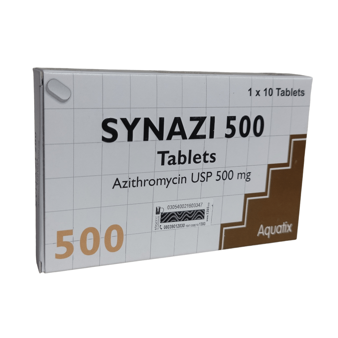 SYNAZI 500 (Arythromycin 500mg) - 1×10 TABLETS. - Vastovers Retail ...